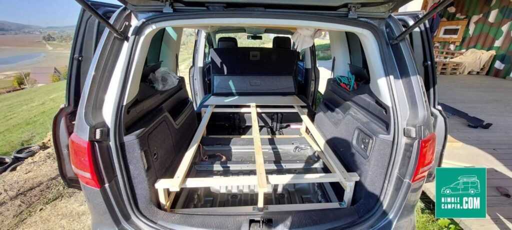 Sharan camper tip: Free, durable, upholstered bed platform you already have