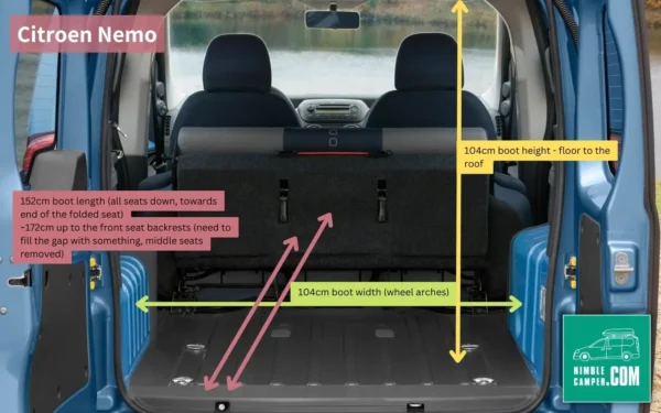 Citroen Nemo camper - boot dimensions - Nimble Camper